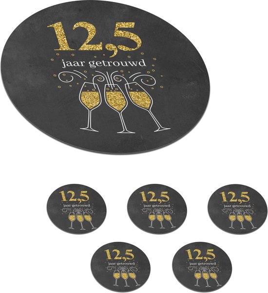 Onderzetters Voor Glazen Rond Spreuken 12 5 Jaar Getrouwd