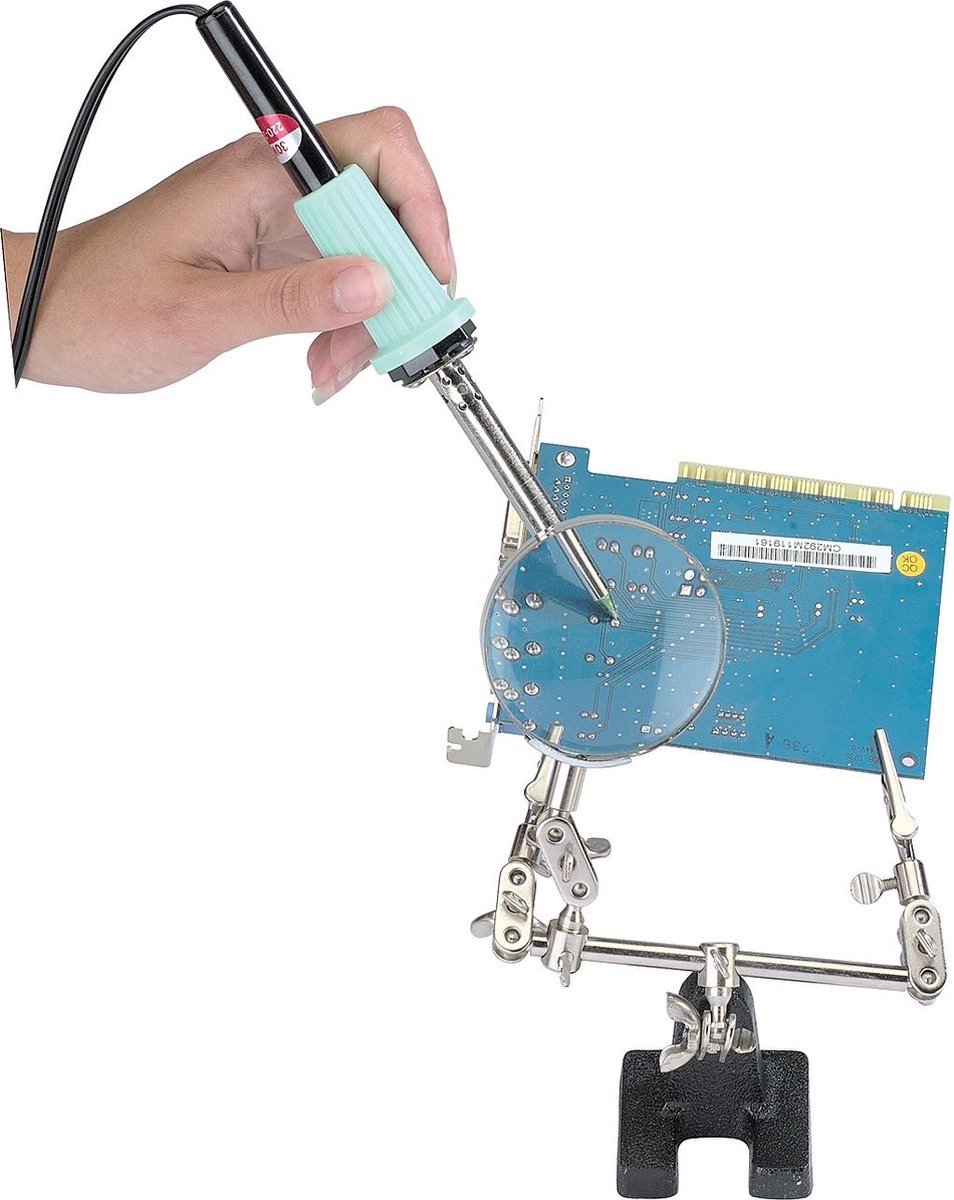 Werkzeug Soldeerhulp Derde Hand Met Vergrootglas 5x65mm | bol.com