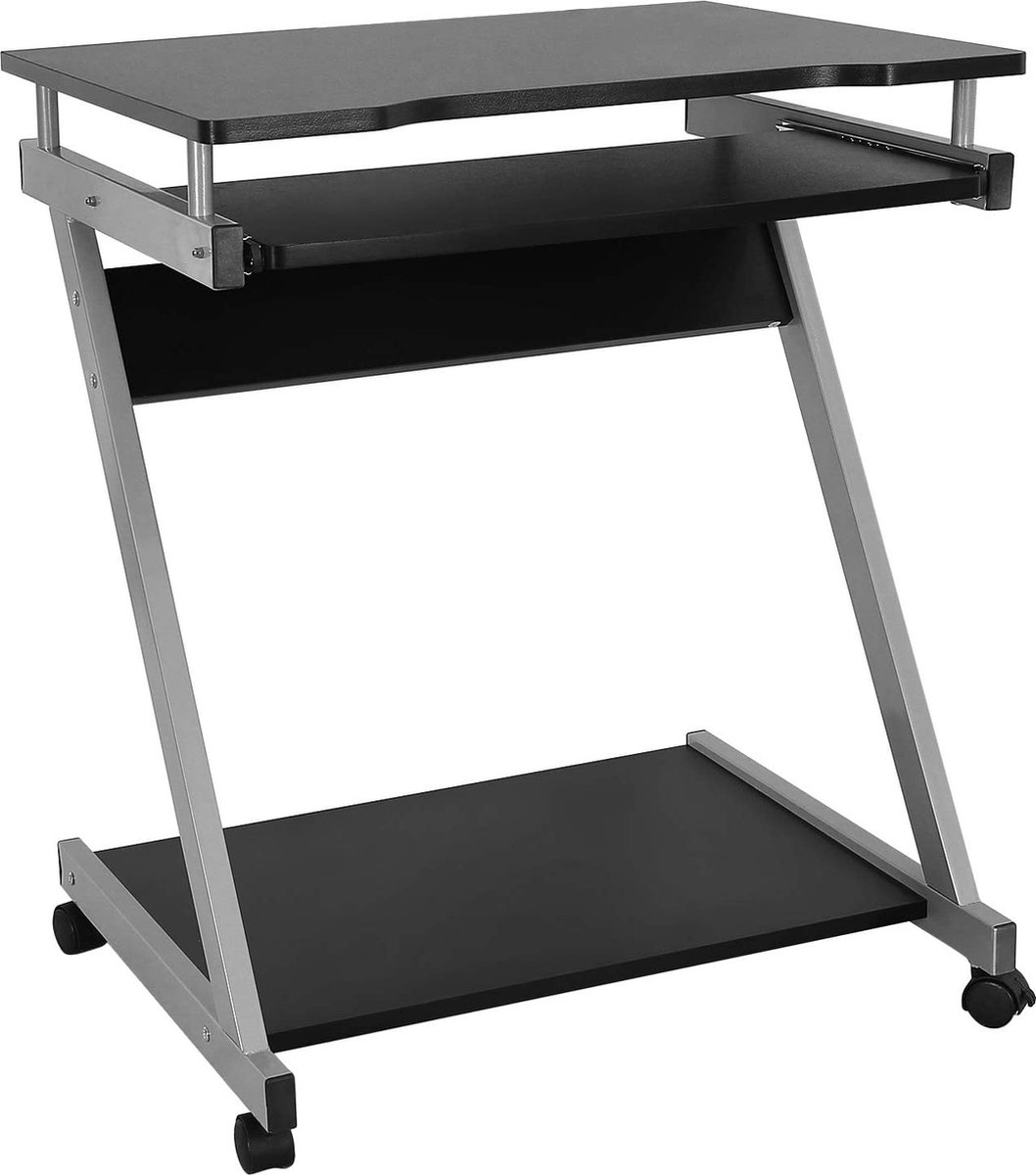 c90 - VASAGLE Bureau, computertafel met 4 wielen, 2 daarvan met remmen ...