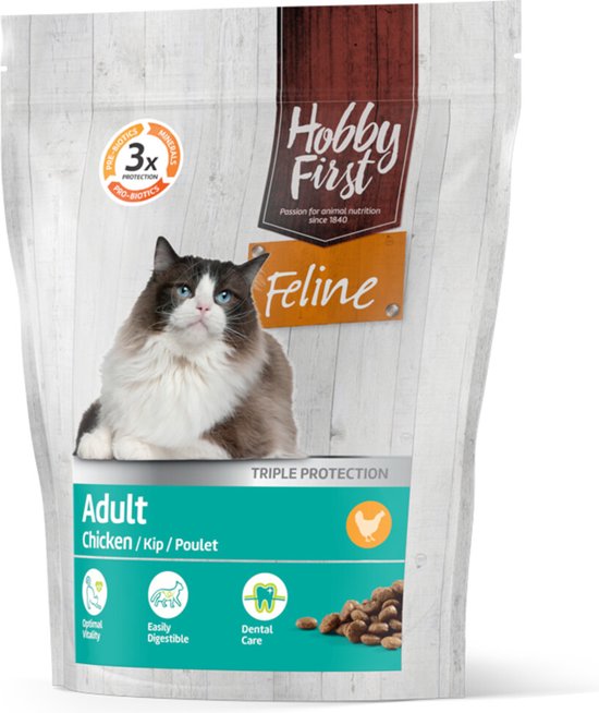 4x Hobby First Feline Adult Kip 800 gr | bol