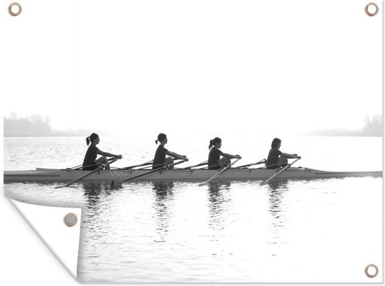 Tuinposter - Tuindoek - Tuinposters buiten - Een groep roeiers zijn aan ...