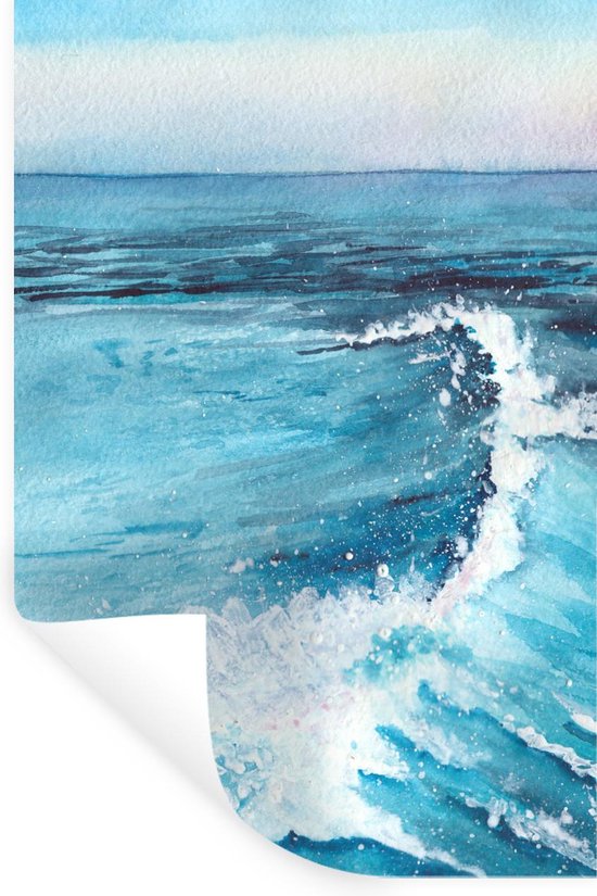 Muurstickers - Sticker Folie - Zee - Golf - Waterverf - 20x30 cm ...