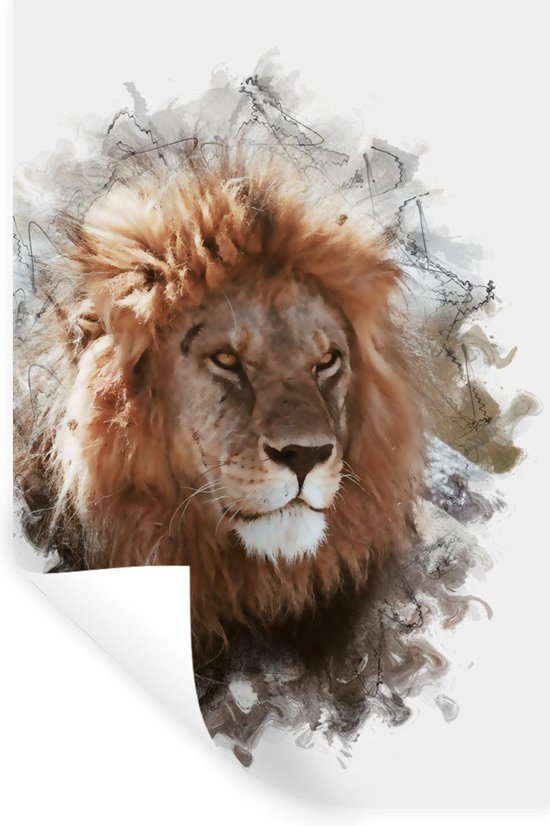 Muurstickers - Sticker Folie - Leeuw - Verf - Kleuren - 80x120 cm - Plakfolie -... | bol