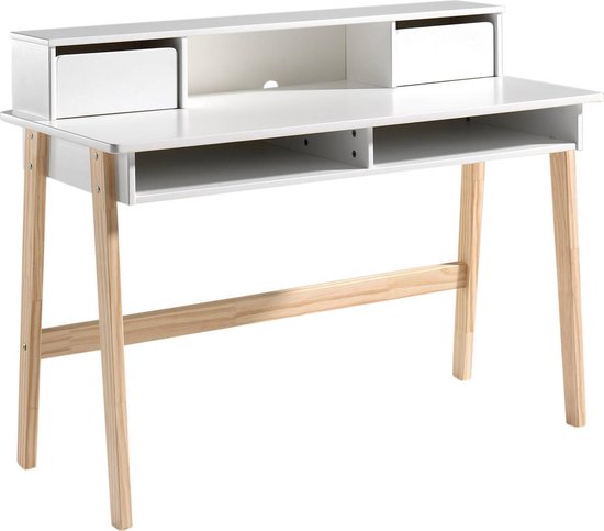 Bureau met opzet Jill Wit - MDF hout - 120x55cm - Met opbergruimte ...