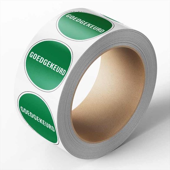 Goedgekeurd sticker, groen, 25 meter op rol 40 mm - 580 per rol | bol