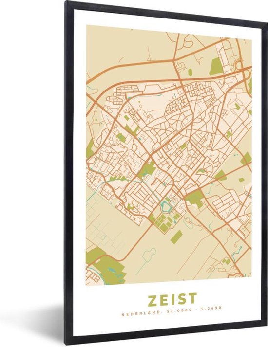 Fotolijst incl. Poster - Kaart - Zeist - Vintage - 80x120 cm ...