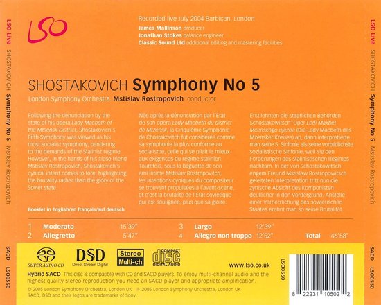 London Symphony Orchestra - Shostakovich: Symphony No.5 (CD), London ...