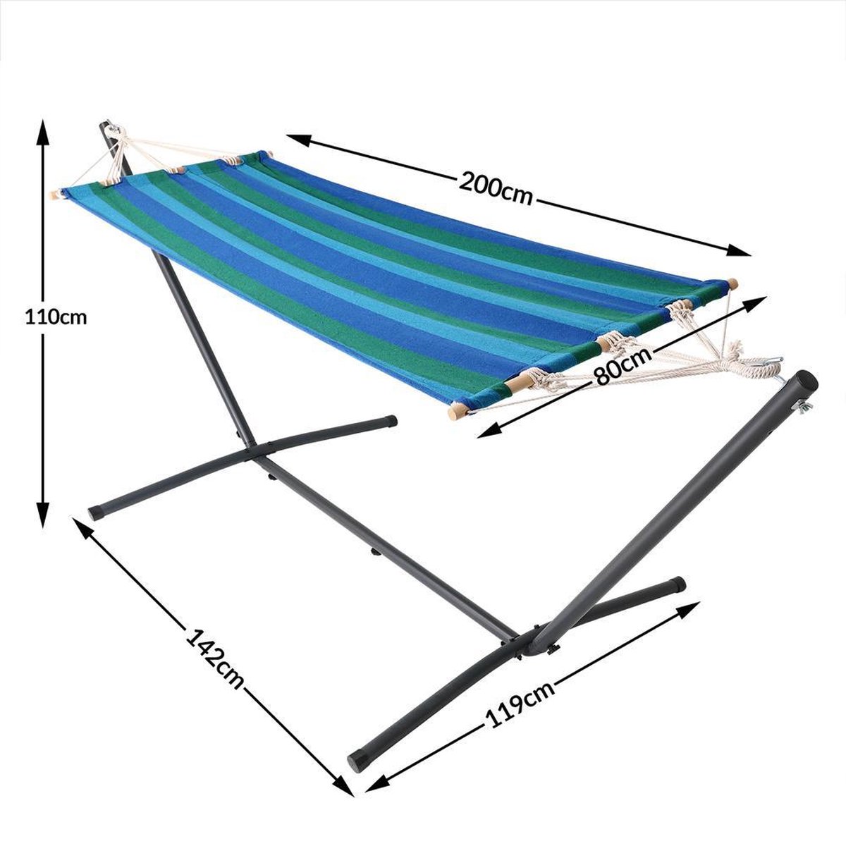 Casaria Hangmat - Metalen frame - 200 x 80 cm - Blauw | bol.com