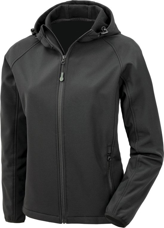 Result 3-laagse gerecycleerde softshell met capuchon voor dames R911F - Black - S | bol