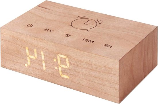 Moderne Wekker Hout Kers - Design G003C15 - 1 Maat | bol
