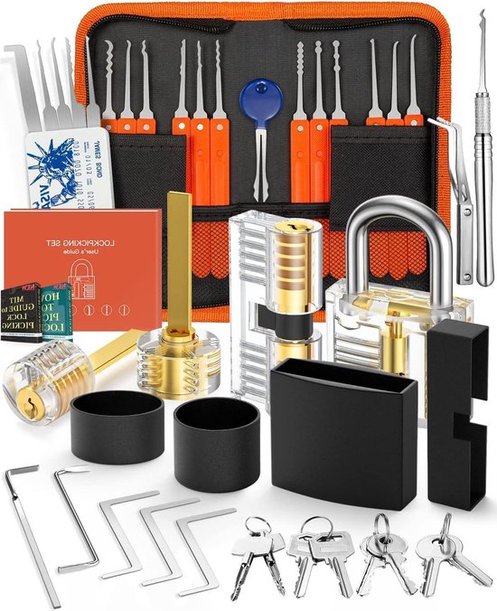Lockpick set 38+4-delige Lock Picking Tools met transparante trainingssloten -... | bol