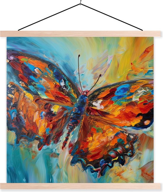 Posterhanger incl. Poster 90x90 cm - Schoolplaat - Vlinder - Kleuren ...