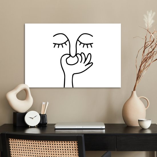 Poster 60x40 cm - Line art - Gezicht - Wit - Posters - Wanddecoratie ...