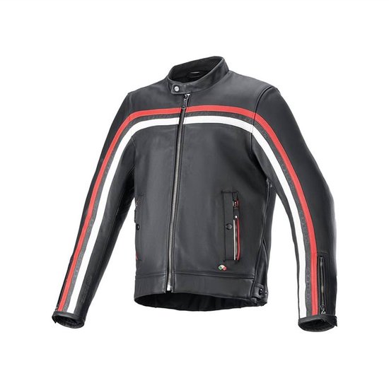 Alpinestars Dyno Leather Jacket Black Ruby Red Ecru 3XL - Maat - Jas | bol