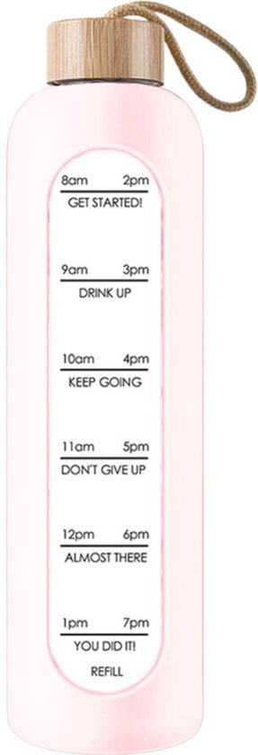 Motivatie Waterfles - Wit - Drinkfles 1 Liter - Glazen waterfles ...