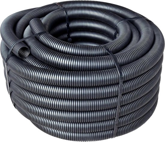 Gegolfde buis zonder sleuf UV-bestendig zwart polypropyleen - Ø 13 mm ...