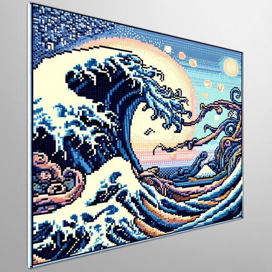 Pixel art relief schilderij | Geëtst meesterwerk van pixels verheven in ...