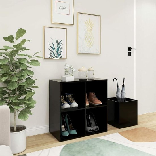 Opbergkast - wandkast voor hal en schoenen - zwart - 105x355x70 cm ...