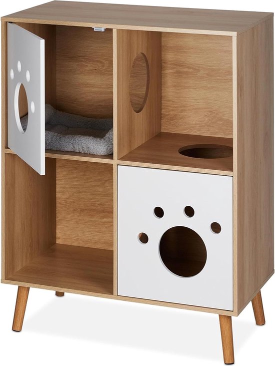 Kattenkast HBD 96x75x40cm - Kattenhuis voor binnen - Kattenvilla ...