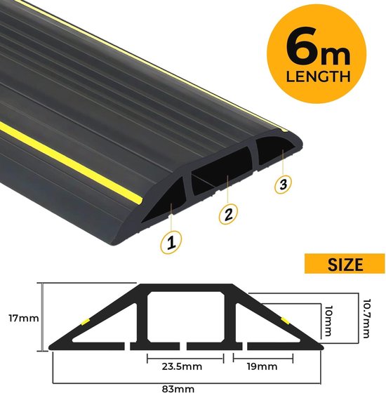 Vloerkabelbrug 6m | Flexibele PVC Kabelbescherming voor Kantoor en ...