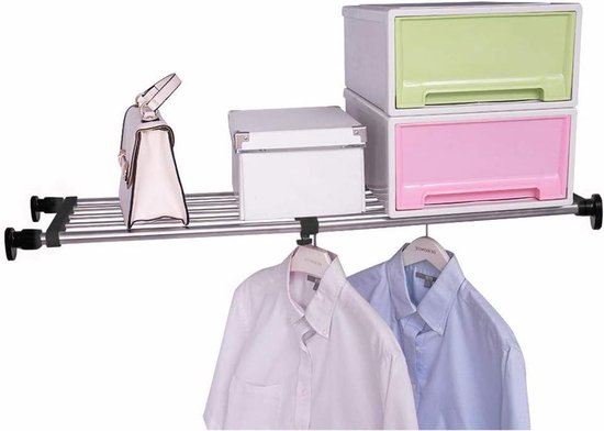 Uitbreidbare kast spanning plank staaf verstelbare metalen opbergrek ...