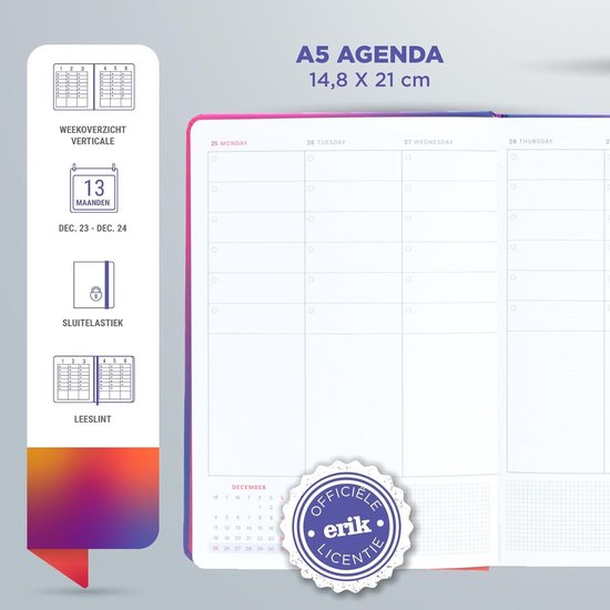 A5 Agenda 2024 Kleur Fun Harmonie Weekplanner Afsprakenplanner Weekoverzicht Maandplanner | bol