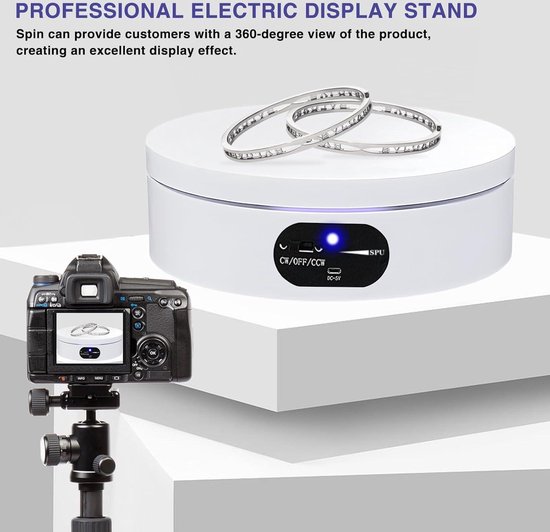 Elektrisch draaiplateau met automatische 360 graden rotatie - 16 cm - voor fotografie... | bol