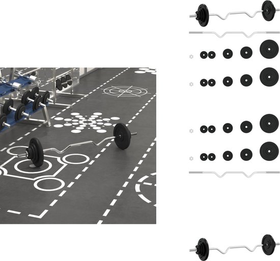 vidaXL Halter - Halters - Barbell - Dumbbell - Halter met gewichten 30 ...