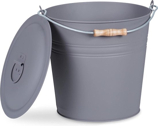 Asemmer met deksel - 12 liter volume - emmer met handvat voor kolen en ...