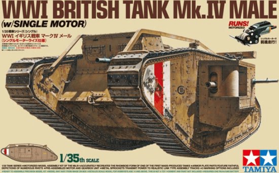 1:35 Tamiya 30057 WWI British Tank Mk. IV Male (mot.) with 5 Figures ...