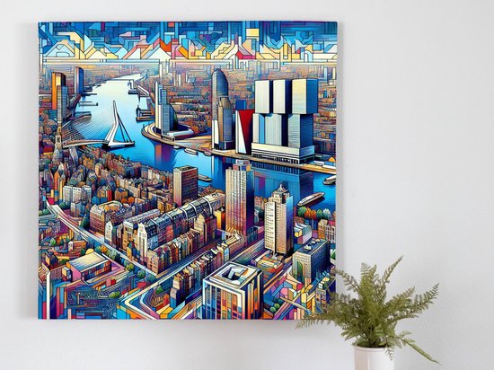 Modern rotterdam schilderij | Rotterdamse skyline in abstracte vormen ...