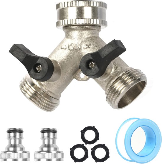 2-weg kraan tuinslang splitter met 2 slangaansluitingen voor buitengebruik | bol