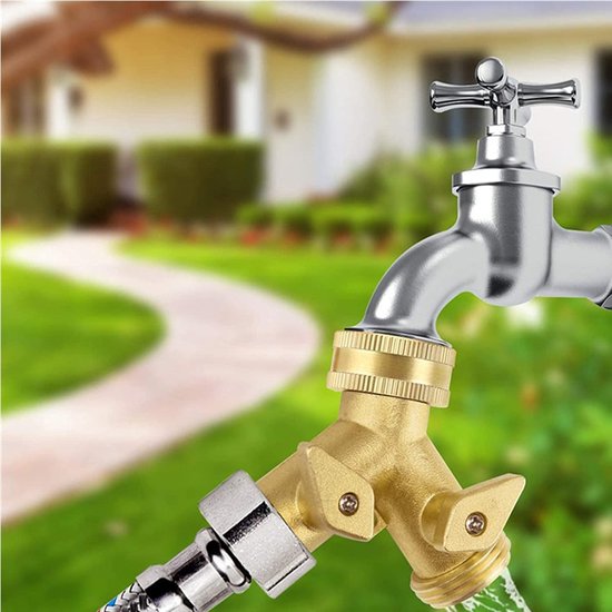 Messing Tap Y Dubbelkanaals Water Slang Splitter - Standaard Draad 3/4 inch - Tuin Y... | bol