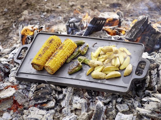 Gietijzeren grillplaat - 505 × 23 × 15 cm - met handgrepen - emaille ...