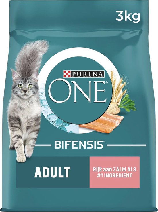 Kattenvoer met Zalm en Volkoren Granen - 3kg (Doos van 4, 12kg) voor Gezonde Katten | bol