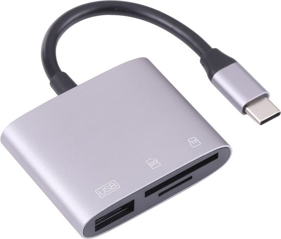 3 - IN 1 USB-C naar USB + SD + Micro SD / RF kaartlezer adapter kabel ...