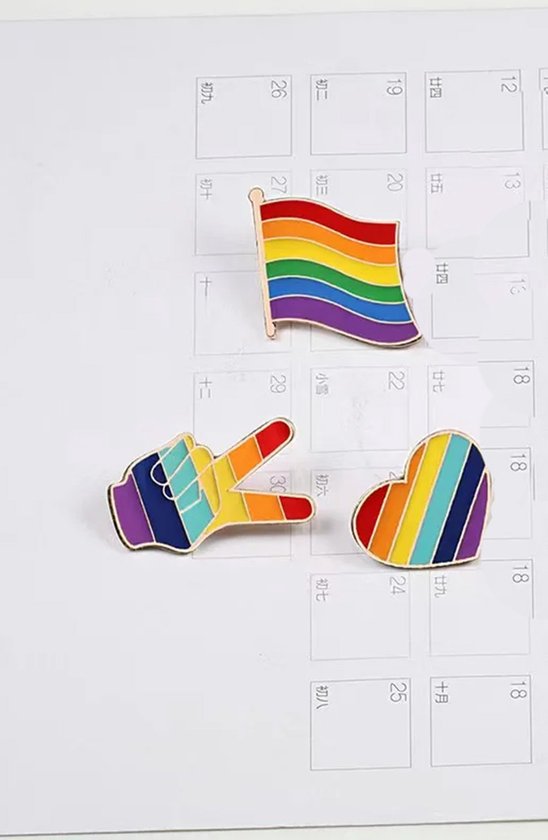 CHPN - Pins - Broche - Pride Pinnetjes - 3 Pins - Rainbow - LGBTQ ...