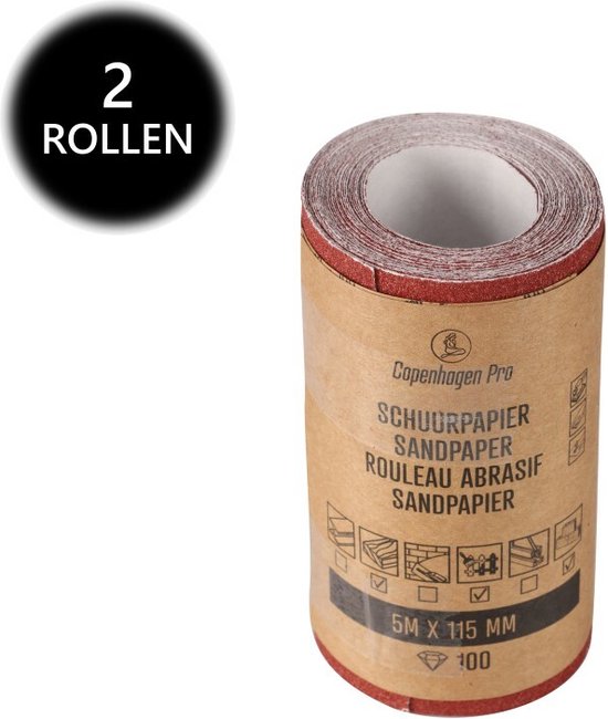 Copenhagen Pro schuurpapier op rol - 2 rollen - droog - korrel 100 - 11 ...