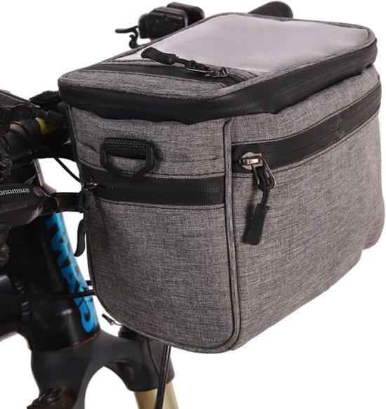 5L bicycle basket front waterproof handlebar bag with touchscreen and ...