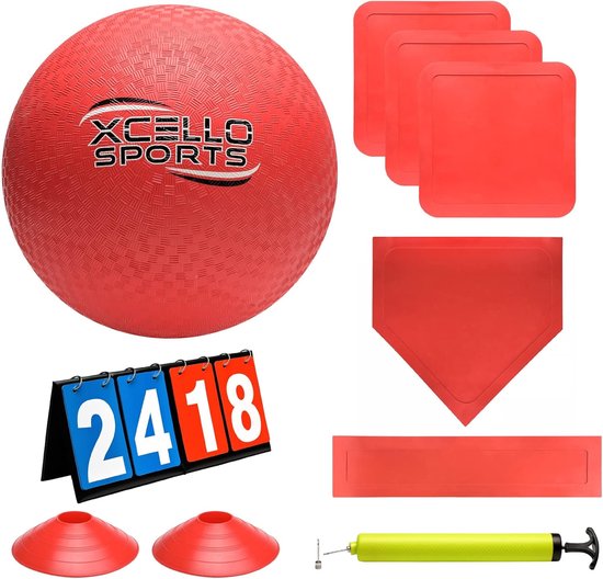 Kickball Set - Compleet met 10 inch bal, bases, markeringen en pomp | bol