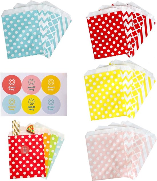 Trankielo - Kleine papieren zakjes - 80 stuks met 15 smiley stickers ...