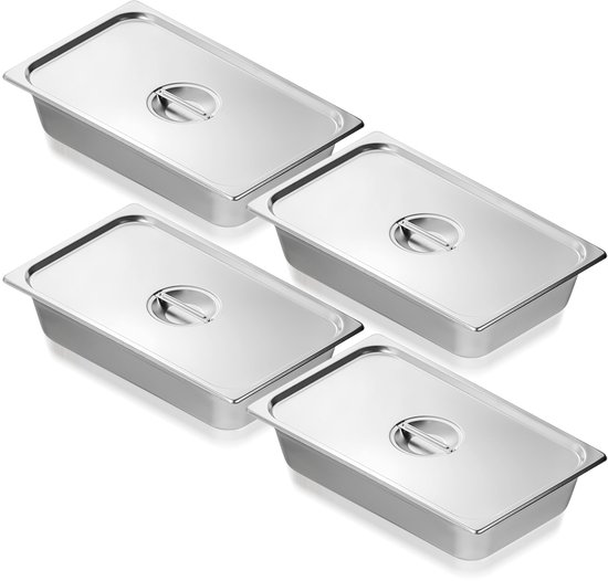 Hotelpannen Set van 4 - Gastronorm Stoomtafelpannen - Met Deksel - RVS ...