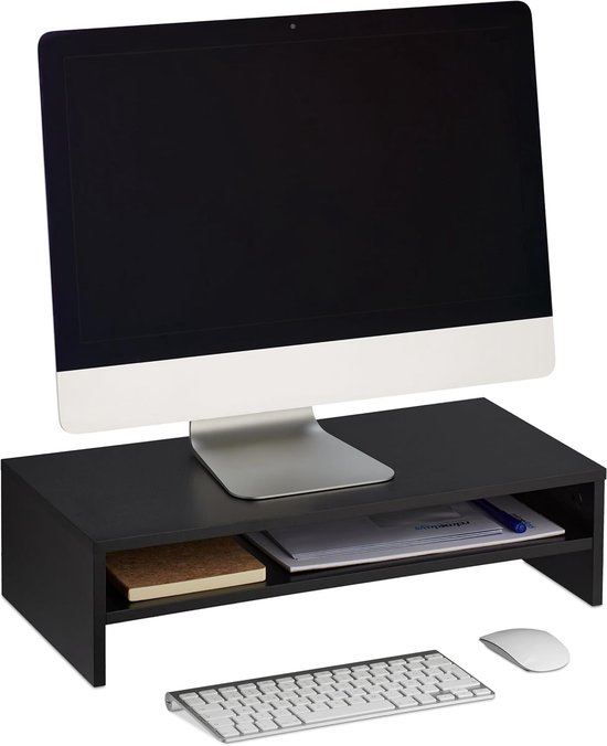 Monitorstandaard voor computerscherm met opbergruimte 14,5 x 54 x 25,5 ...