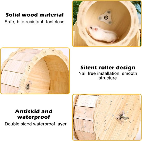 23cm Houten Looprad voor Hamsters - Stil en Geschikt voor Dwerg Hamsters, Muizen en... | bol