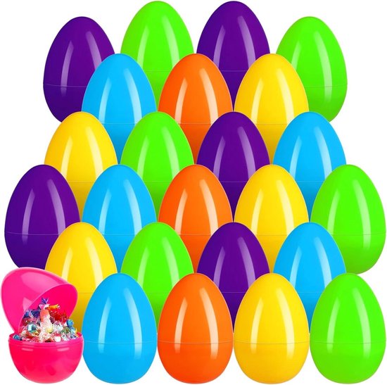 Pack of 20 Plastic Eggs for Filling - 6 Colourful Reusable Easter Eggs ...