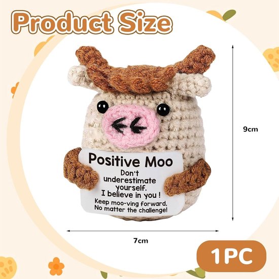 Positive Crochet Cow Gifts in Mini Size for Emotional Inspirational ...
