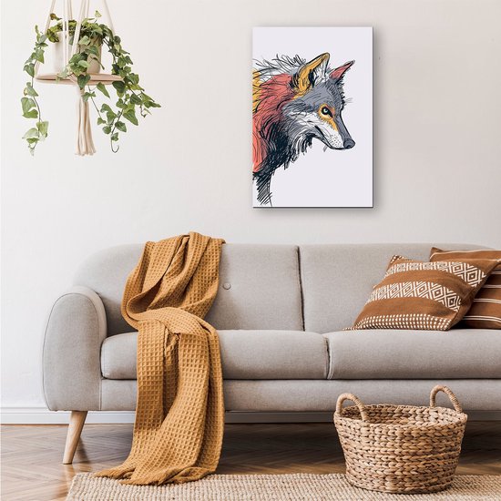 Kleurrijke schets van een vos - Vos poster - Poster dieren ...