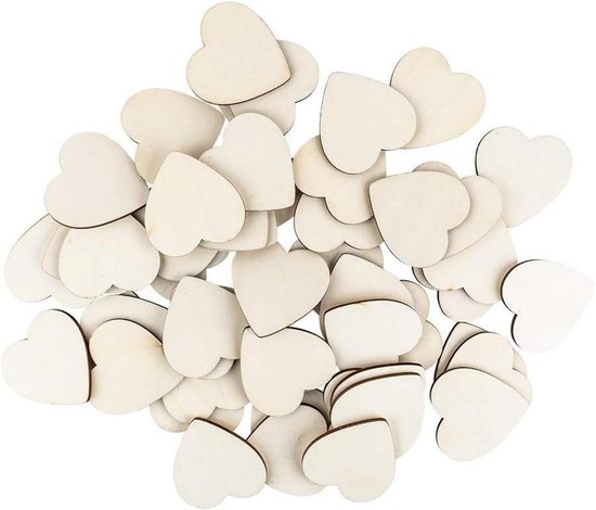 Harten van Hout - 6 x 6 cm - 3 mm dik - 50 stuks - Perfect voor ...