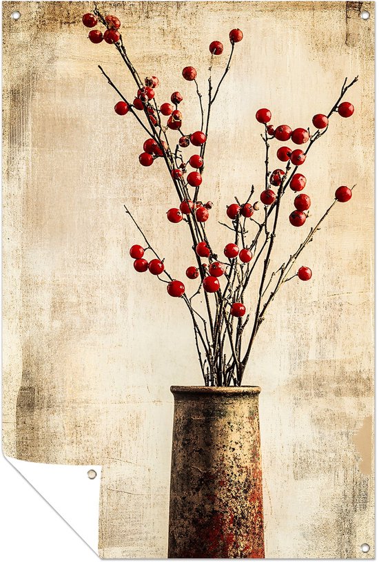 Rode bessen takken in vaas - Bessen buitenposter - Tuinversiering ...