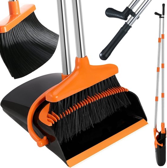 Stoffer en Blik met Lange Steel – Bezem Set 94cm met Ingebouwde ...
